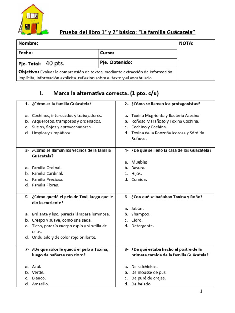 Prueba La Familia Guácatela | PDF