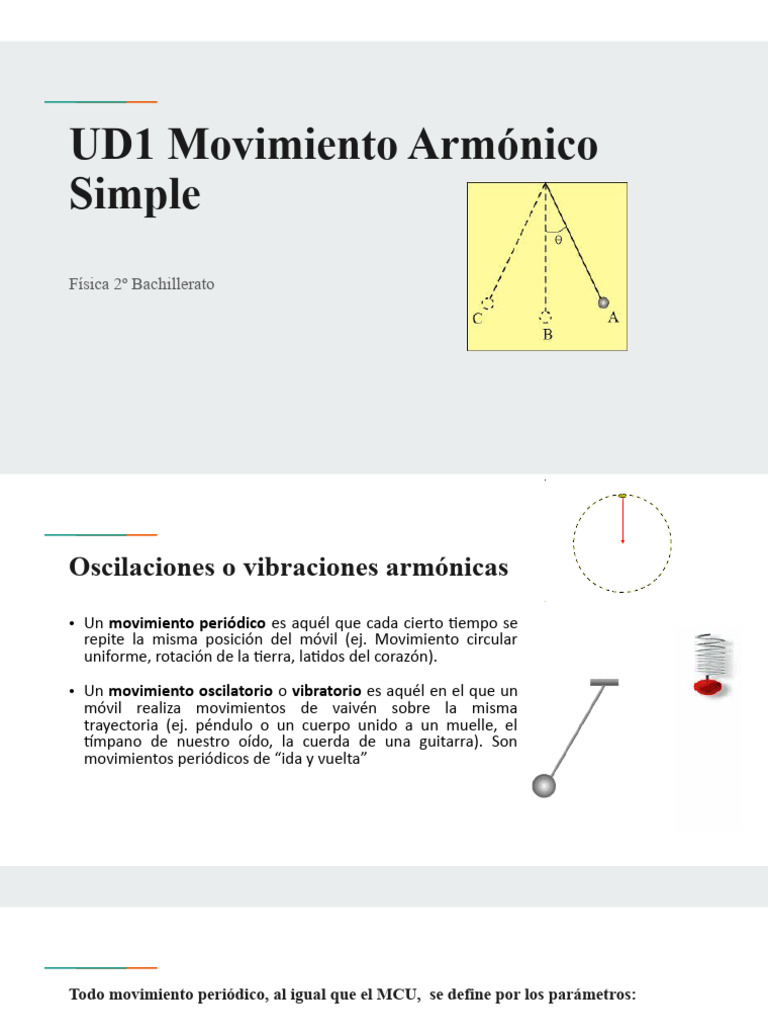 UD1 Movimiento Armónico Simple - Completo | PDF | Oscilación | Mecánica