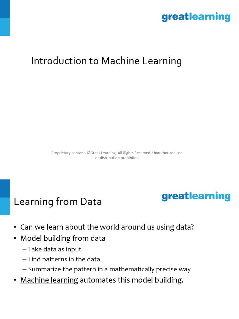 Introduction To Machine Learning-Presentation | PDF | Cluster Analysis | Machine Learning