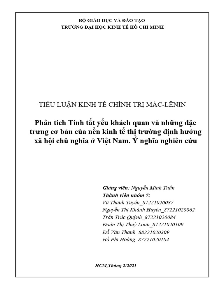 PT Tinh Tat Yeu Khach Quan Va Nhung Dac Trung Co Ban Cua Nen Kinh Te Thi Truong Dinh Huong XHCN ...