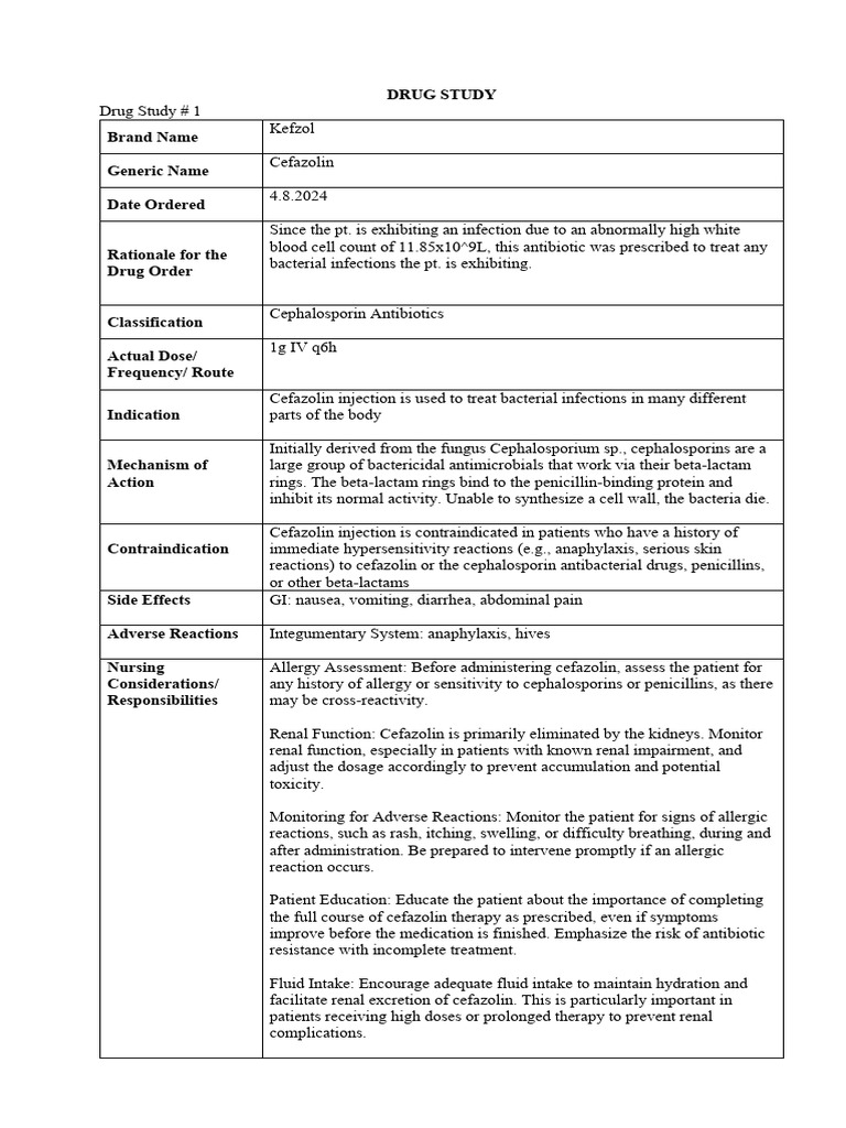 Drug Studies: Cefazolin, Omeprazole, Atorvastatin | PDF | Nonsteroidal ...
