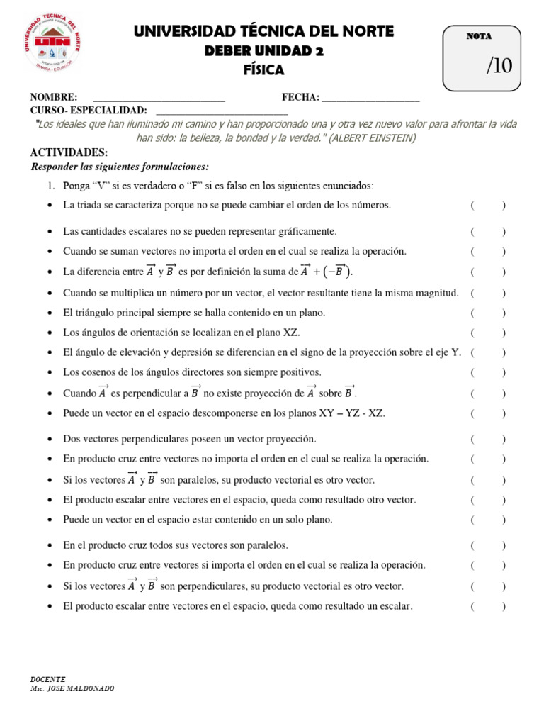 DEBER FINAL UNIDAD 2 VECTORES (1) | Descargar gratis PDF | Vector ...