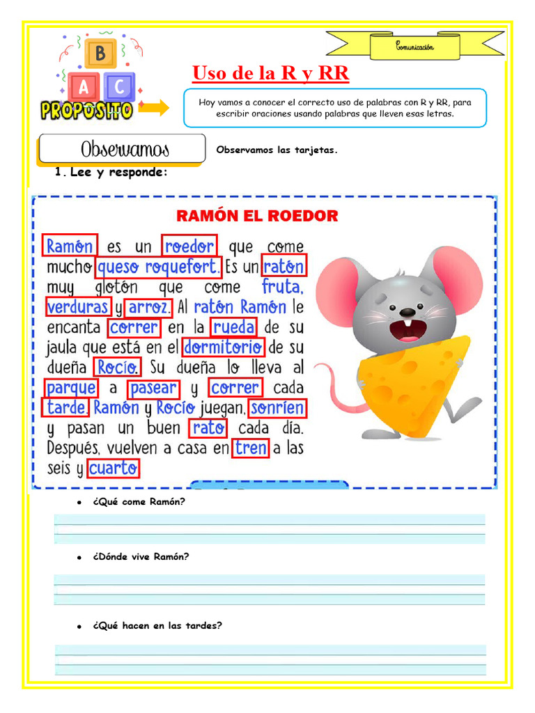 2 Ficha Uso de La r y Rr | PDF