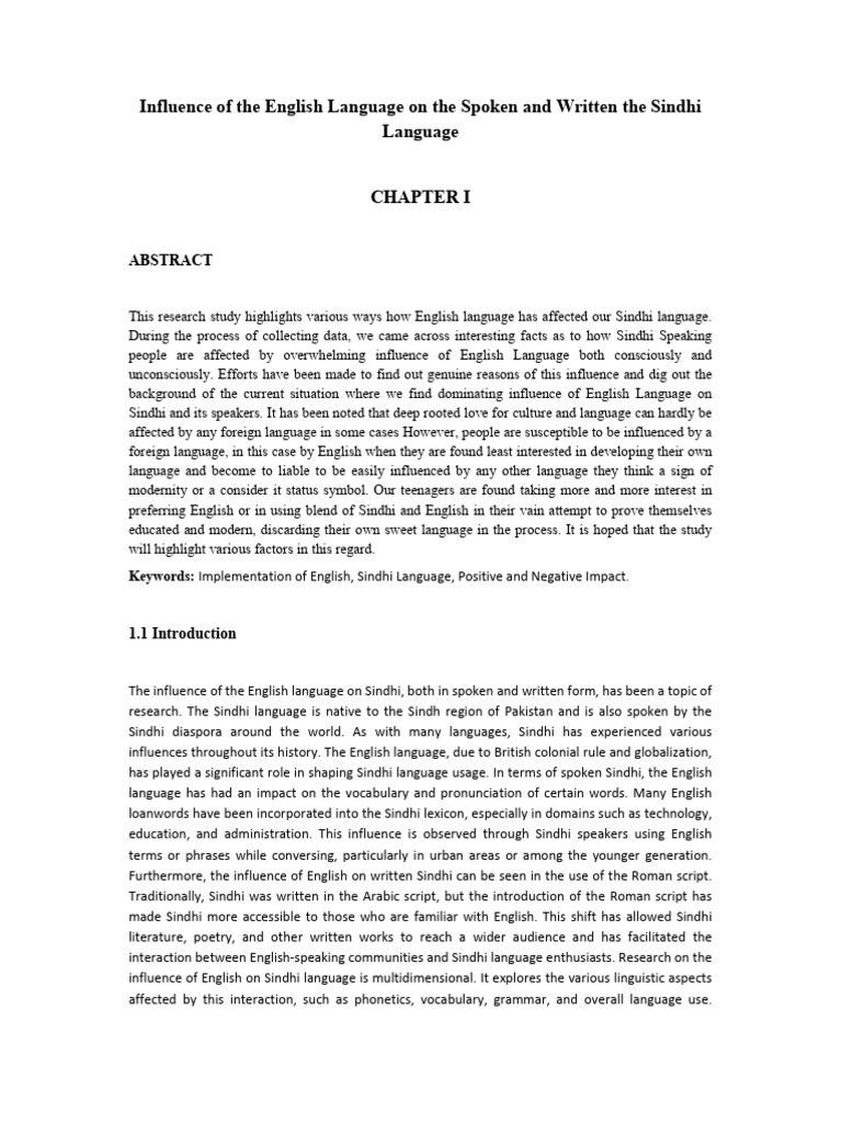 Influence of The English Language On The Spoken and Written The Sindhi Language | PDF | Second ...