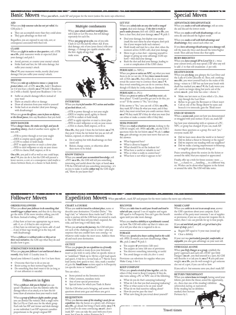 Play Reference - Moves & Gear | PDF | Economic Surplus