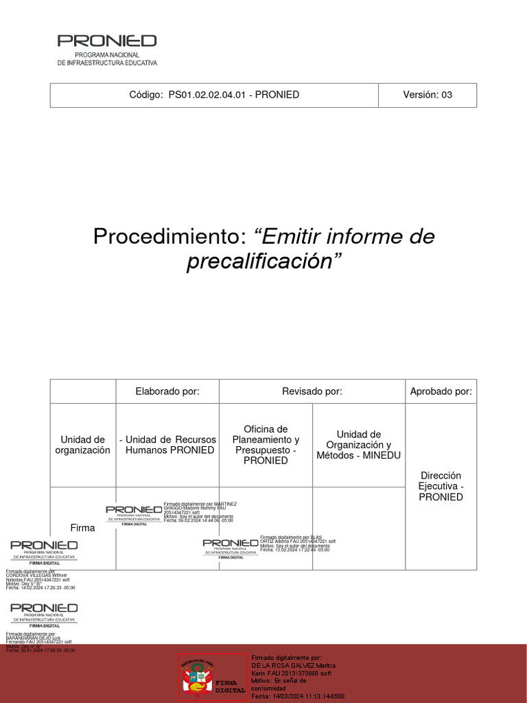 ps01 02 02 04 01 Pronied Emitir Informe Precalificacion | PDF | Soborno ...