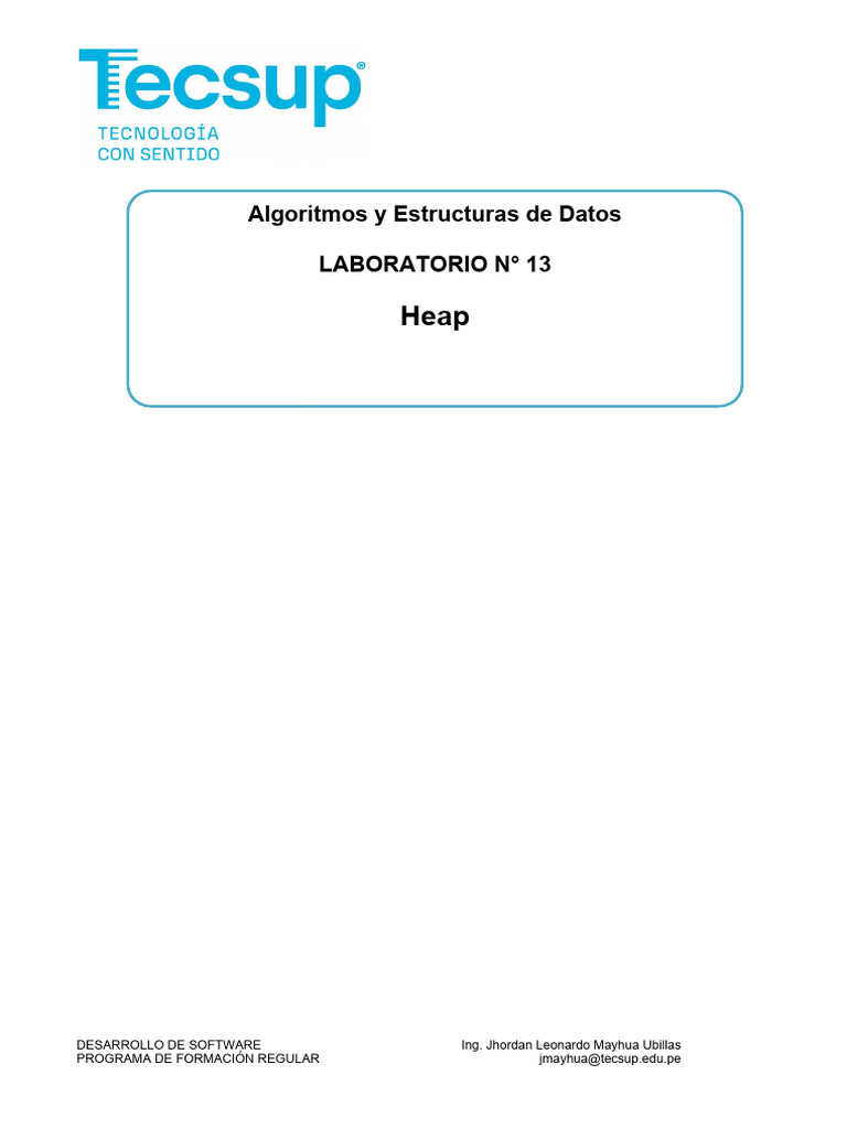 Lab 13 - Heap | PDF | Algoritmos | Algoritmos y Estructuras de Datos