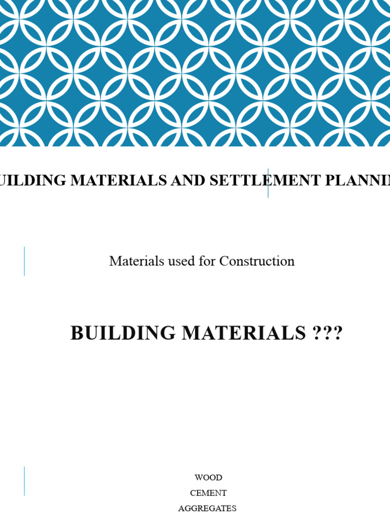Materials N Settlement Planning | PDF | Building Materials | Concrete