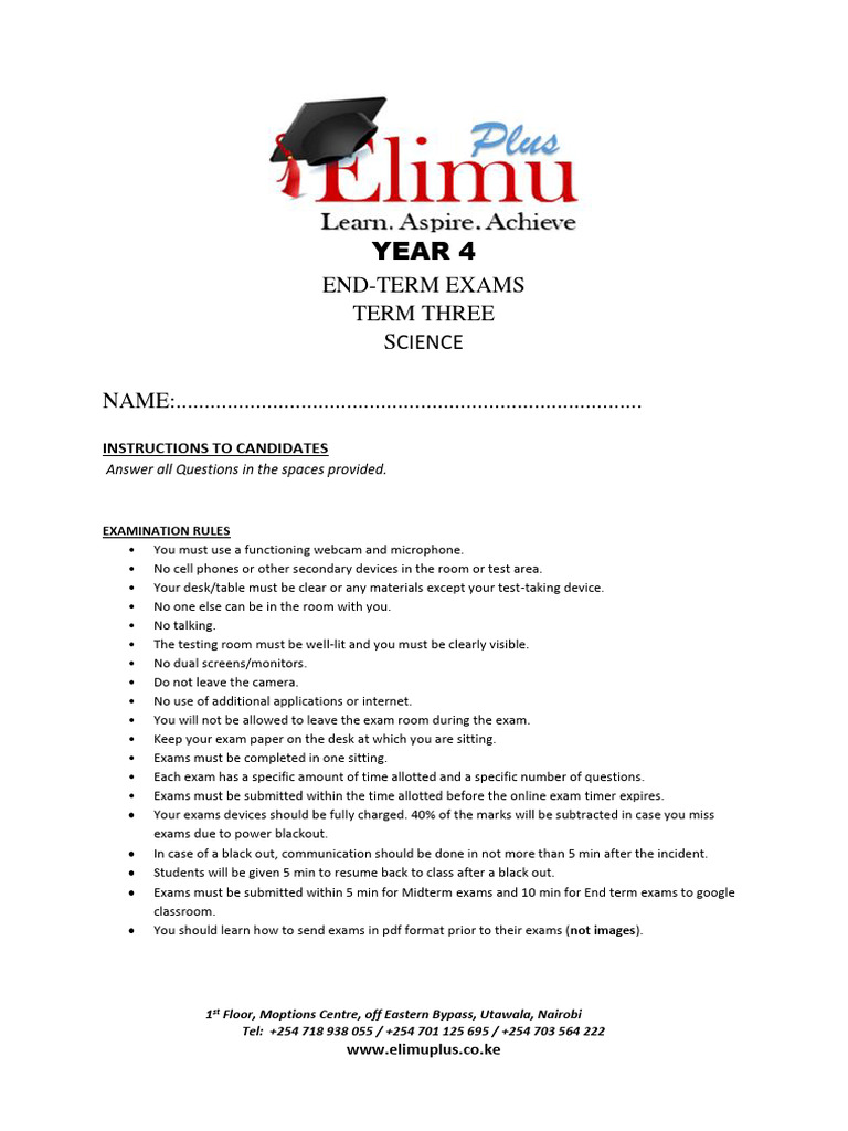 End Term SCIENCE YEAR 4 | PDF | Computers
