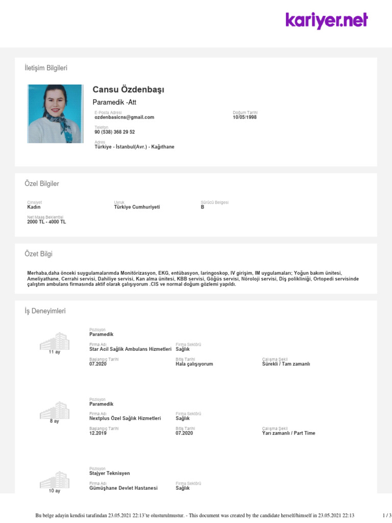 CV Örnek | PDF