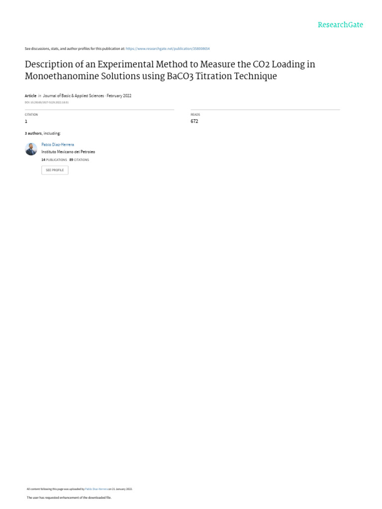 MEA Loading Using Titration With BaCO3 | PDF | High Performance Liquid ...