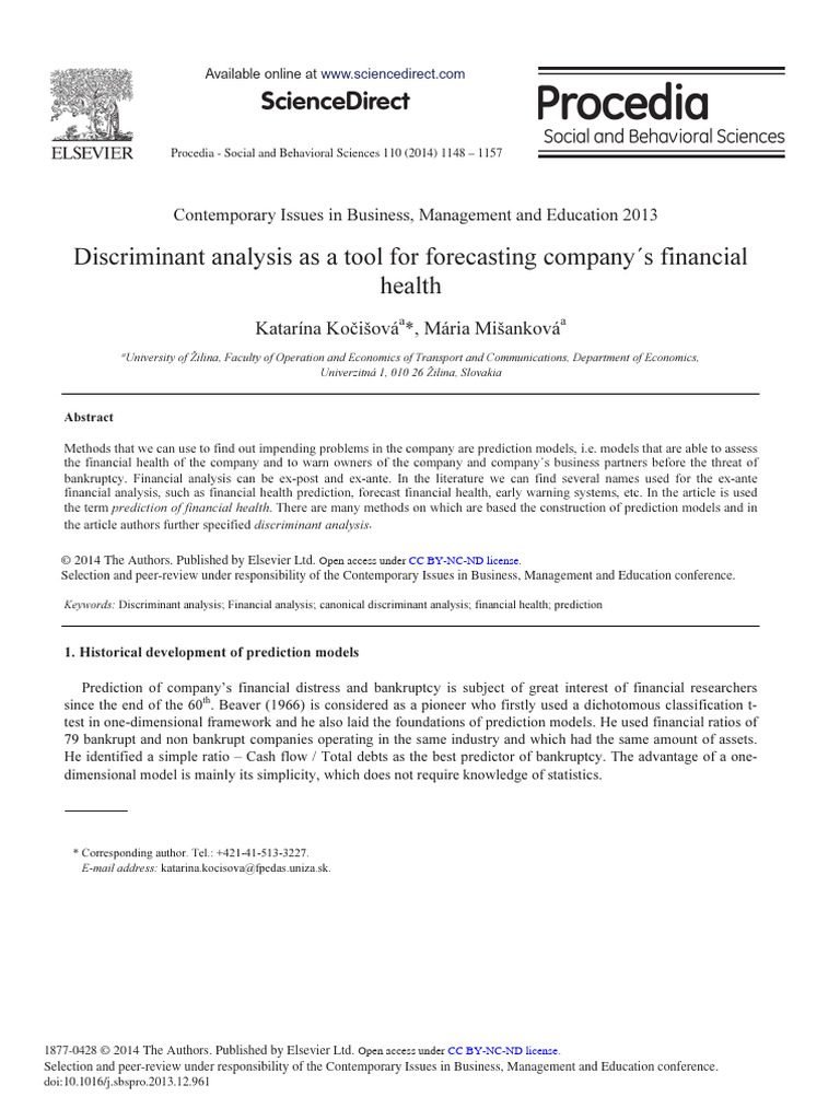 04 - Discriminant Analysis As A Tool For Forecasting Company's Financial Health | PDF ...