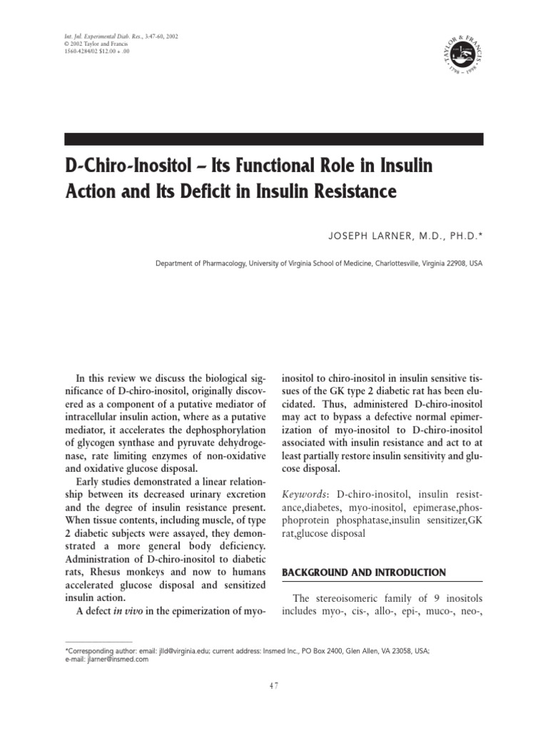 D-chiro-inositol--its functional role in insulin action and its deficit ...
