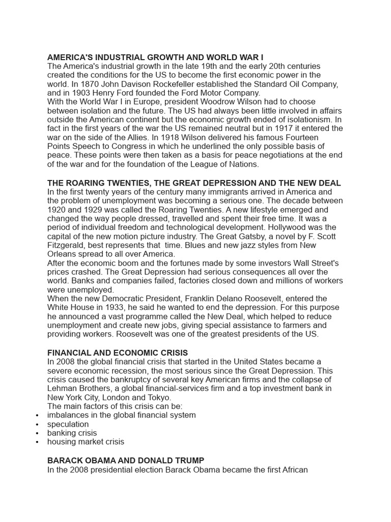 Inglese Seconda Parte | PDF | Great Depression | Barack Obama