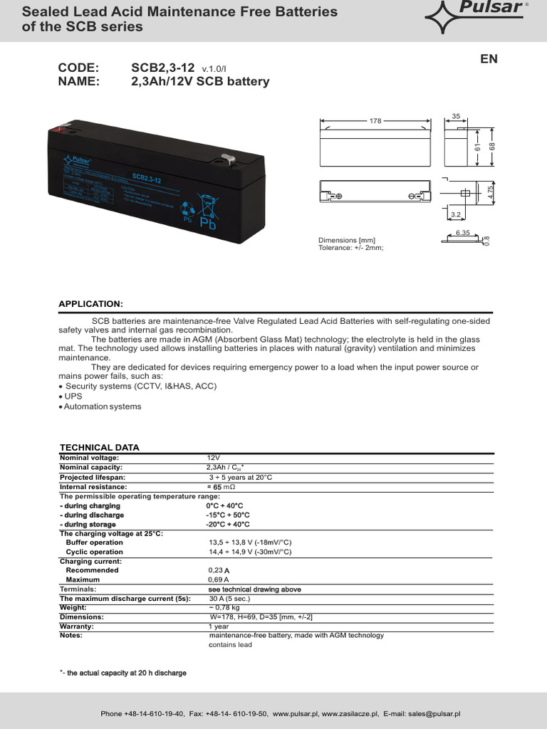 Scb2,3a 12V | PDF | Electrical Engineering | Energy Storage