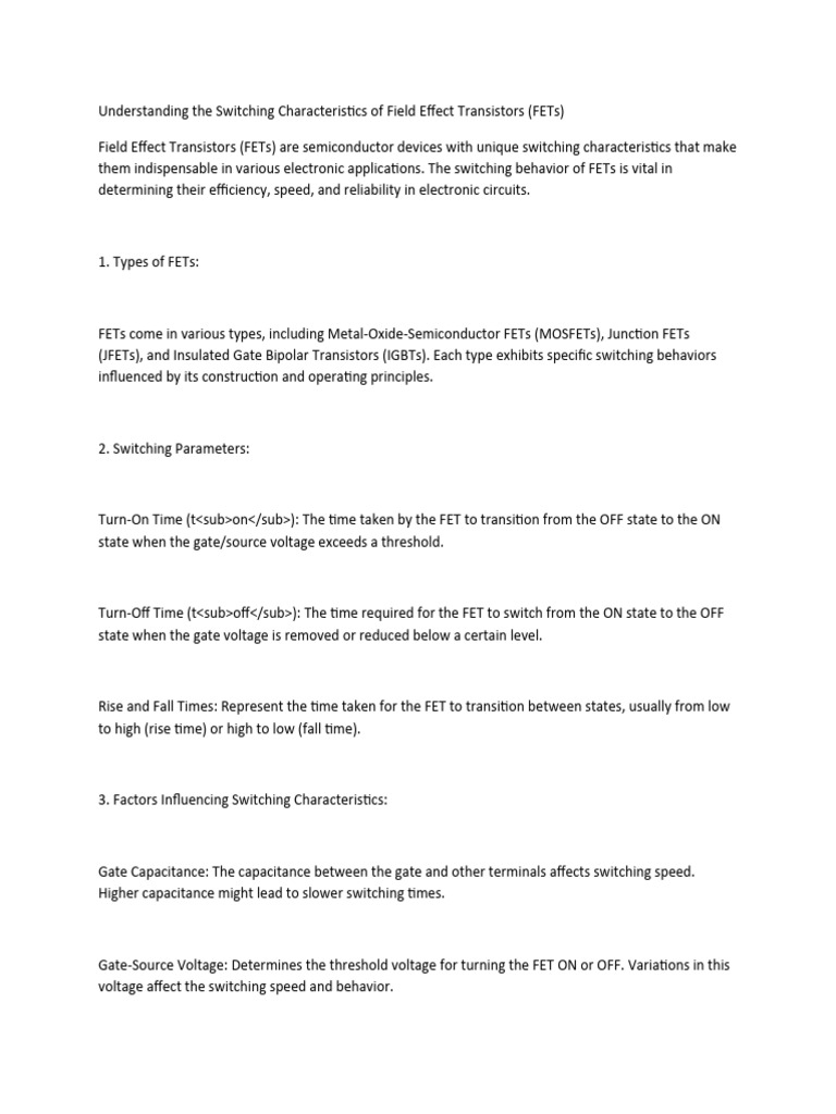 Understanding fet-WPS Office | PDF | Field Effect Transistor | Transistor