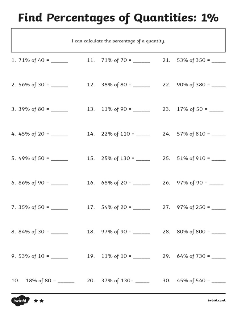 Calculate Percentages of Quantities | PDF