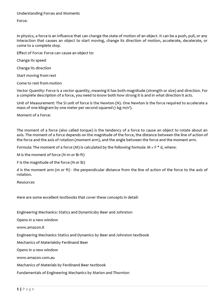 Understanding Forces and Moments | Download Free PDF | Force | Torque