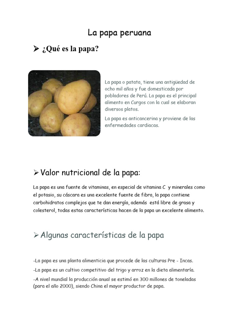 La Papa Peruana | PDF | Patata | Alimentos