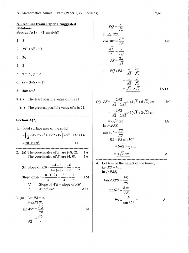 S3 Maths 1 | PDF