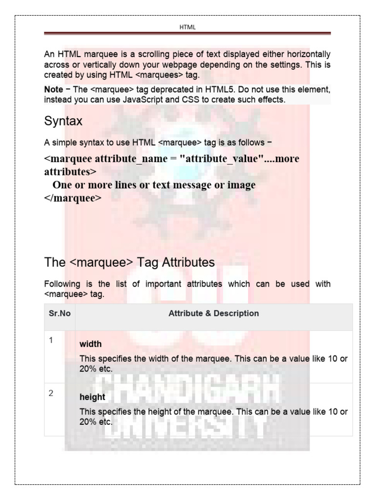 Marquee HTML | PDF | Html Element | Html