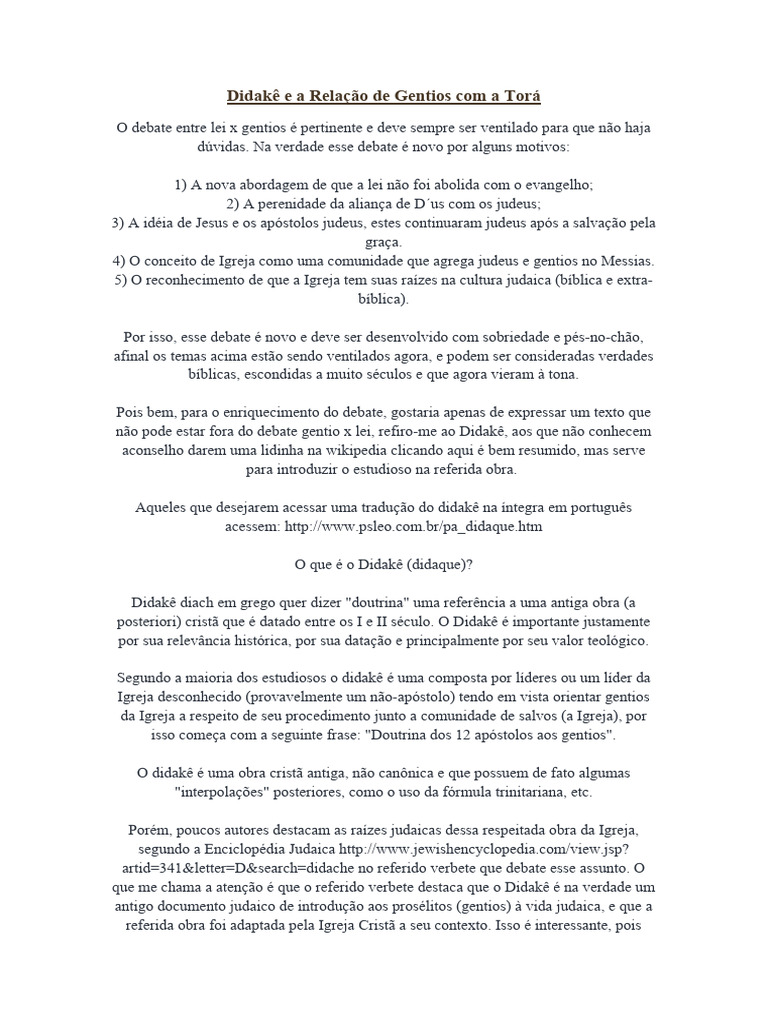 Didakê e A Relação de Gentios Com A Torá | PDF | Bíblia | Torá