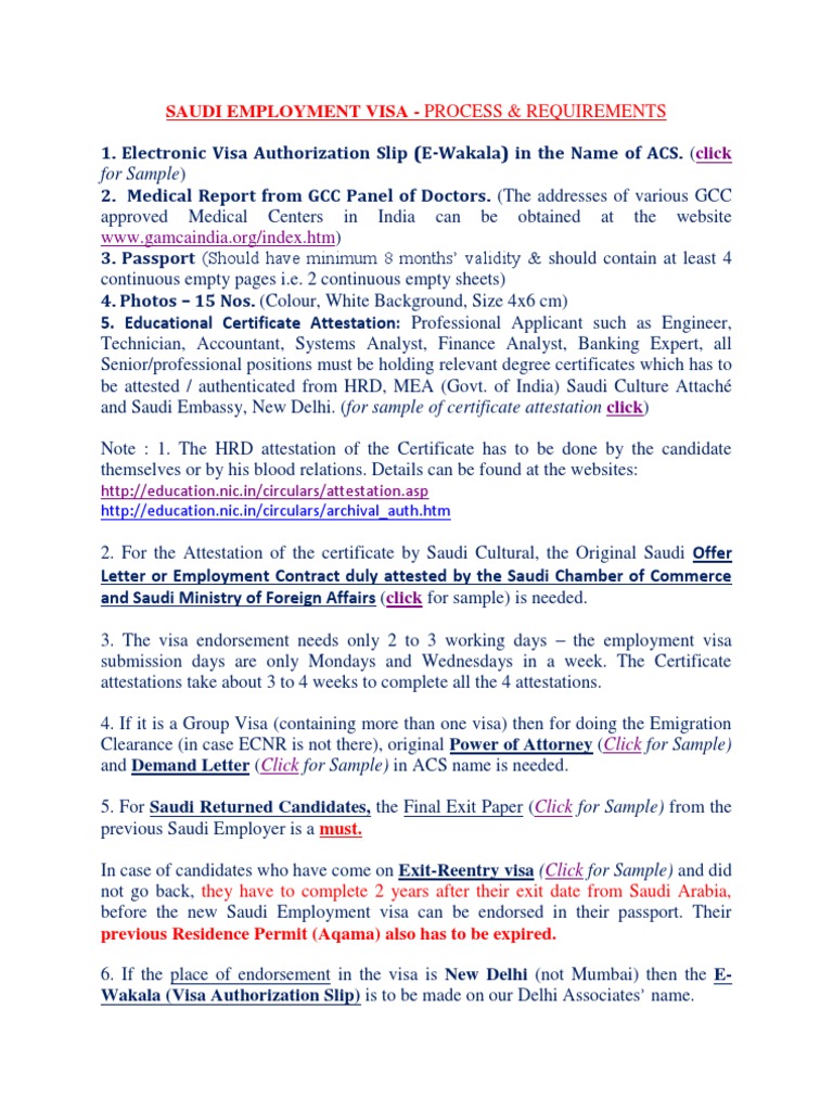Saudi Employment Visa Requirements | PDF | Travel Visa | Immigration