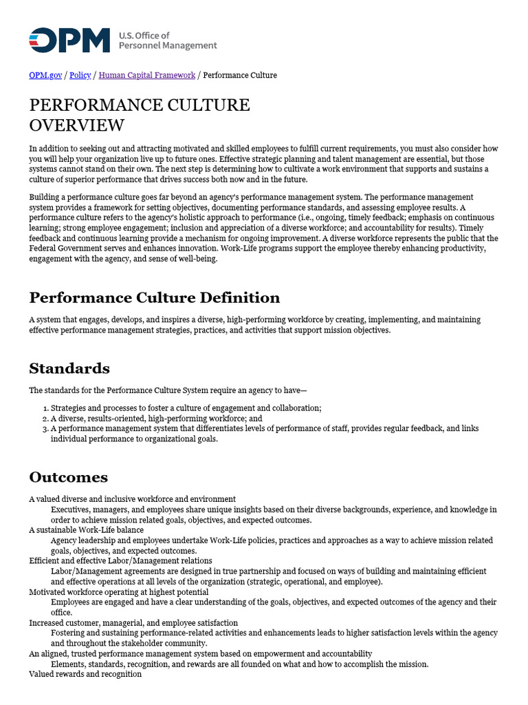 OPM - Office of Personnel Management - Performance Culture | Download ...