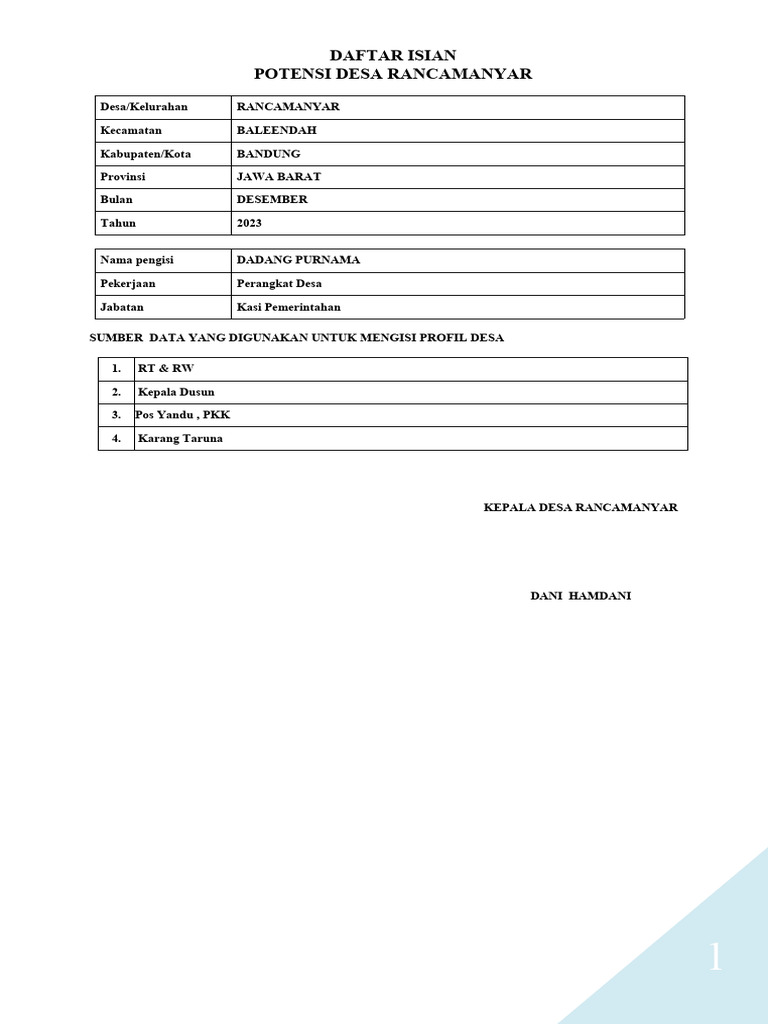 Profil Desa Tahun 2023 | PDF