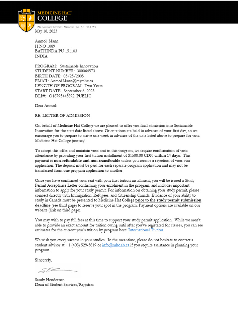 Offer Letter Anmol Mann | PDF | Bachelor's Degree | Diploma