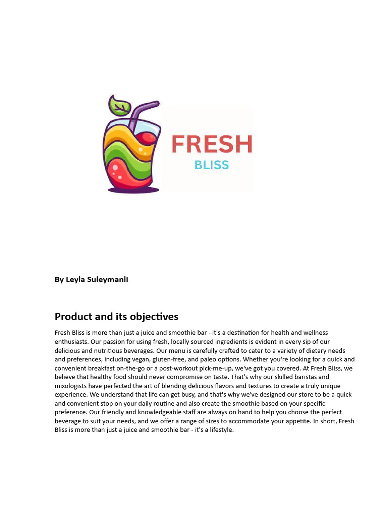 Smootie Fresh Bliss | Download Free PDF | Drink | Smoothie