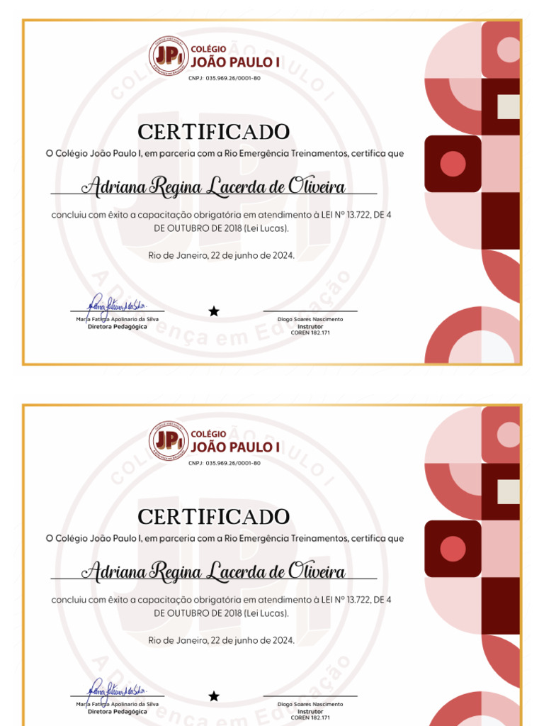 Certificados Lei Lucas | PDF
