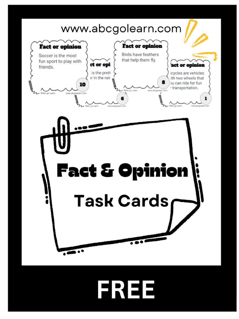 Free Fact and Opinion Task Cards | PDF