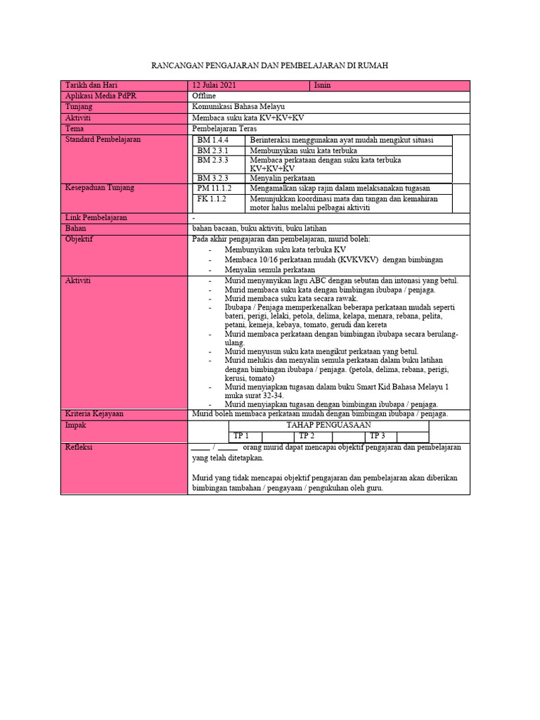 RPH PDPR 12 Julai New | PDF