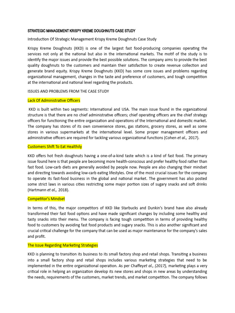 Strategic Management Krispy Kreme Doughnuts Case Study | PDF | Brand ...