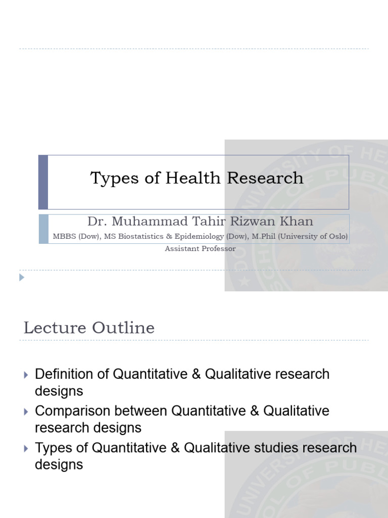 Lecture 2 RM Types of Health Research | PDF | Quantitative Research | Methodology