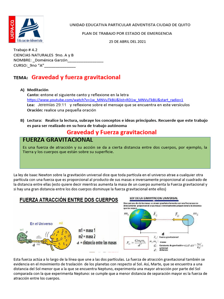 4.2 Trabajo CCNN | PDF | Gravedad | Fuerza