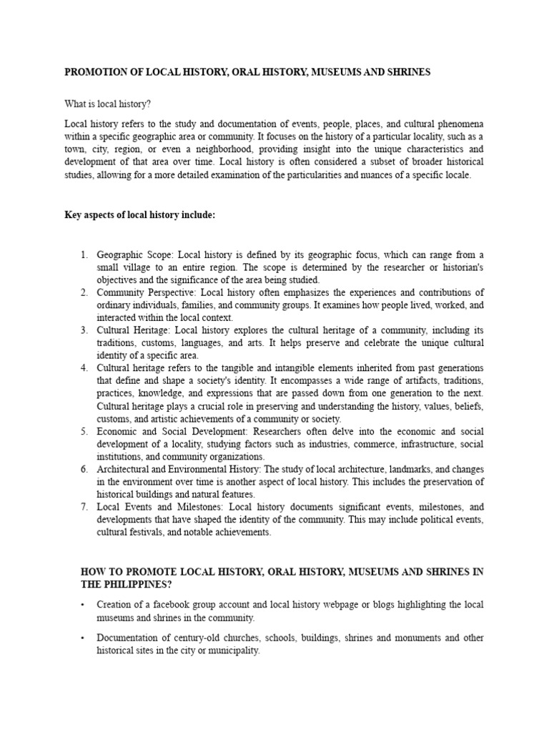 Promotion of Local History | PDF | Cultural Heritage | Rituals