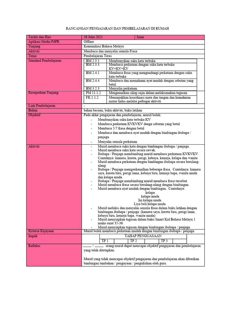 RPH PDPR 26 Julai | PDF