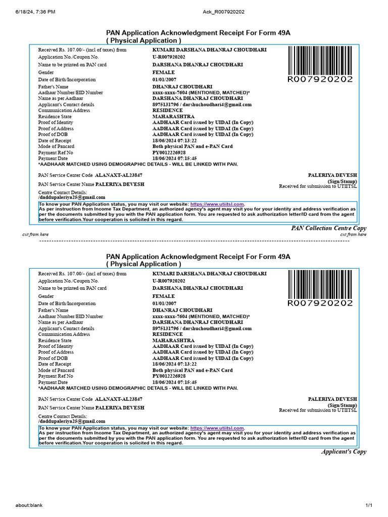 Ack_R007920202 | Download Free PDF | Identity Document | Applications Of Cryptography