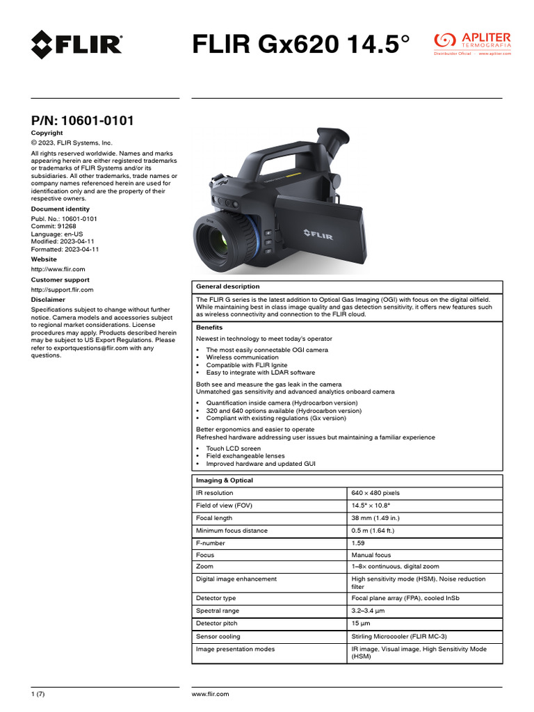 Camara Termografia Ogi Flir gx620 Ficha Tecnica | PDF | Camera | Zoom Lens