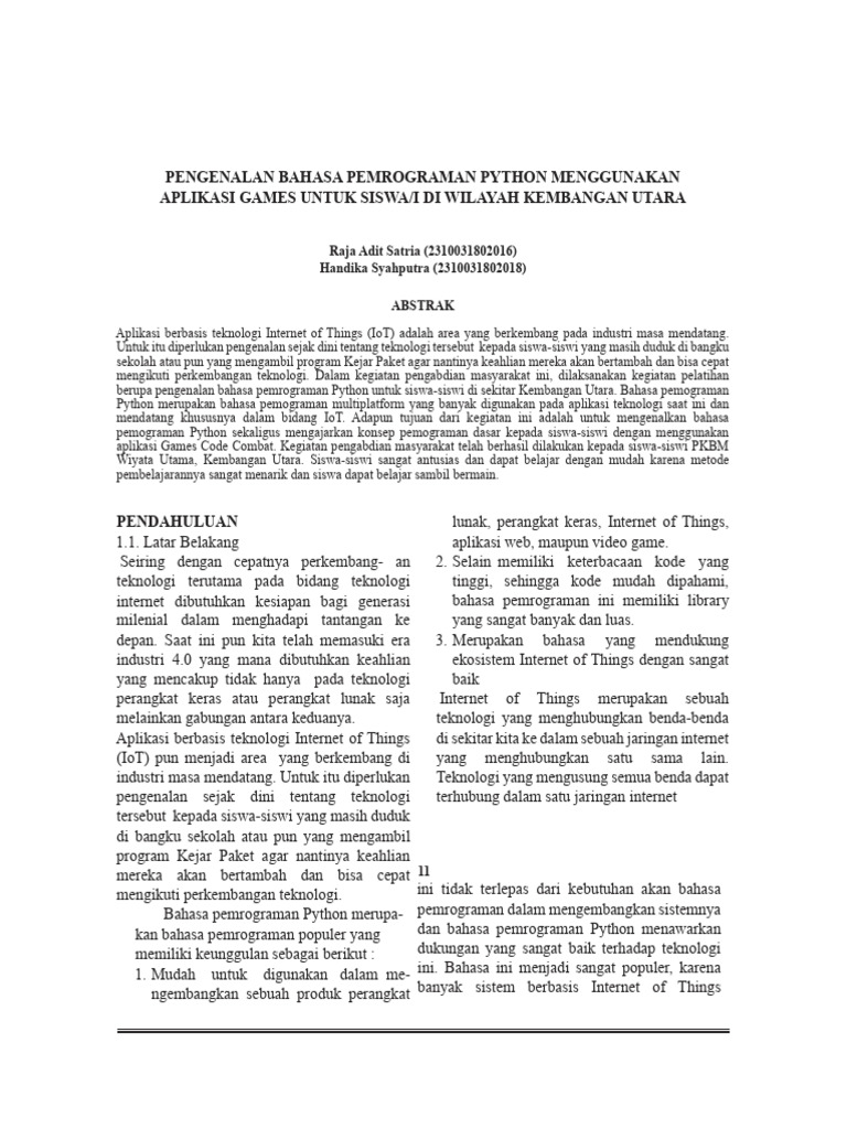 Jurnal Penghantar Bahasa Python | PDF | Komputer