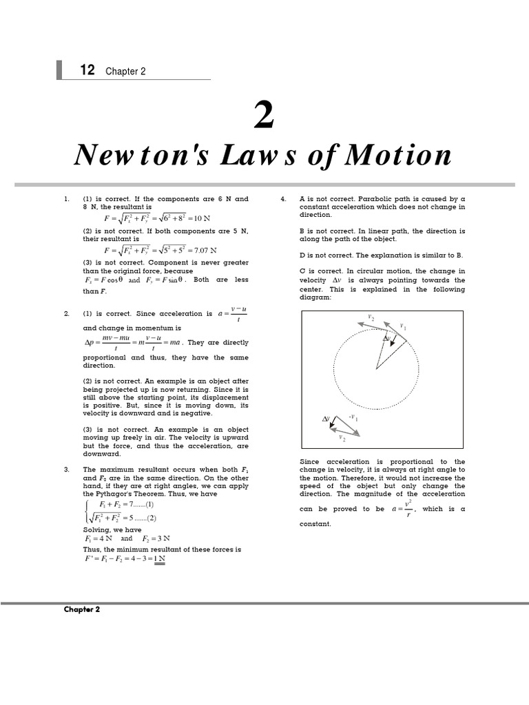 MC2-Newton Laws of Motion - detailed explanation | Download Free PDF ...