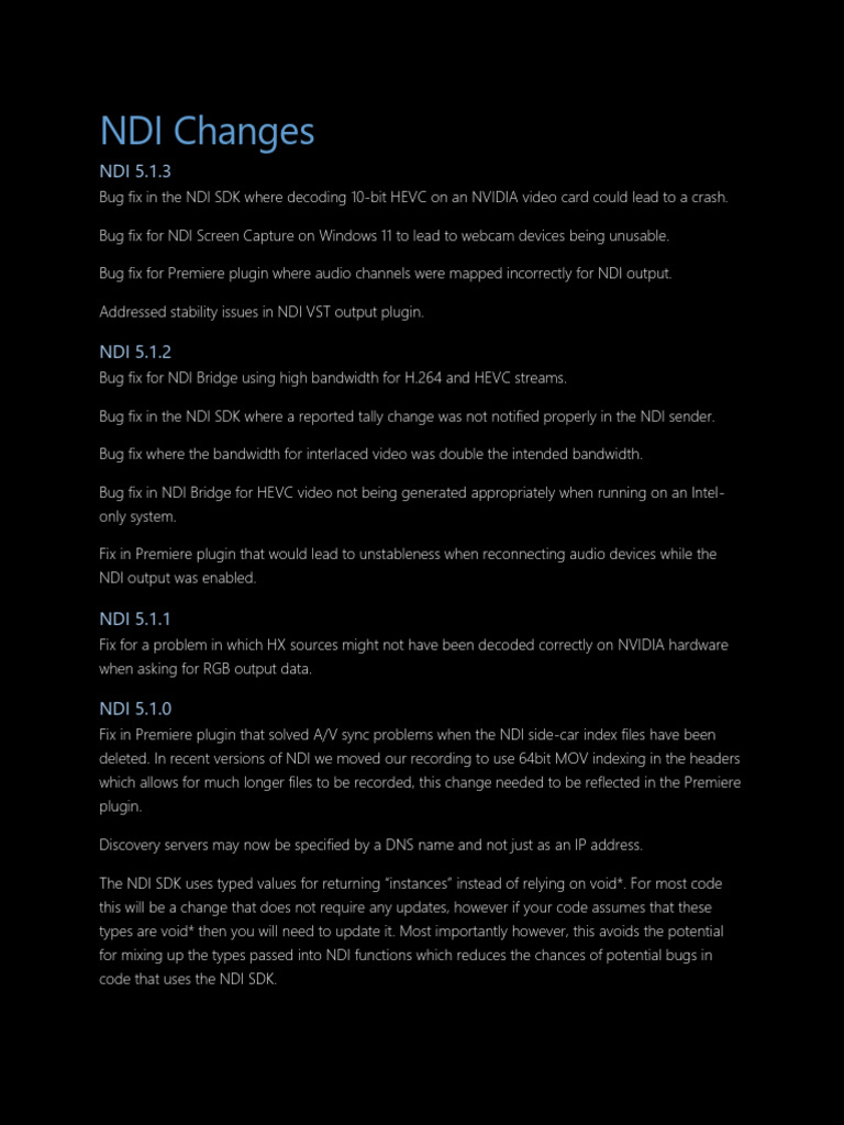 NDI Changes | PDF | Port (Computer Networking) | Codec