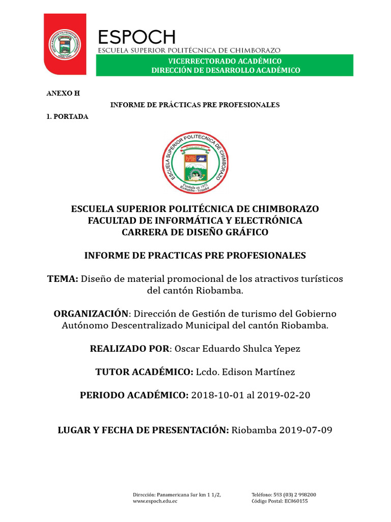 Informe de Practicas Oscar | PDF | Turismo | Diseño gráfico
