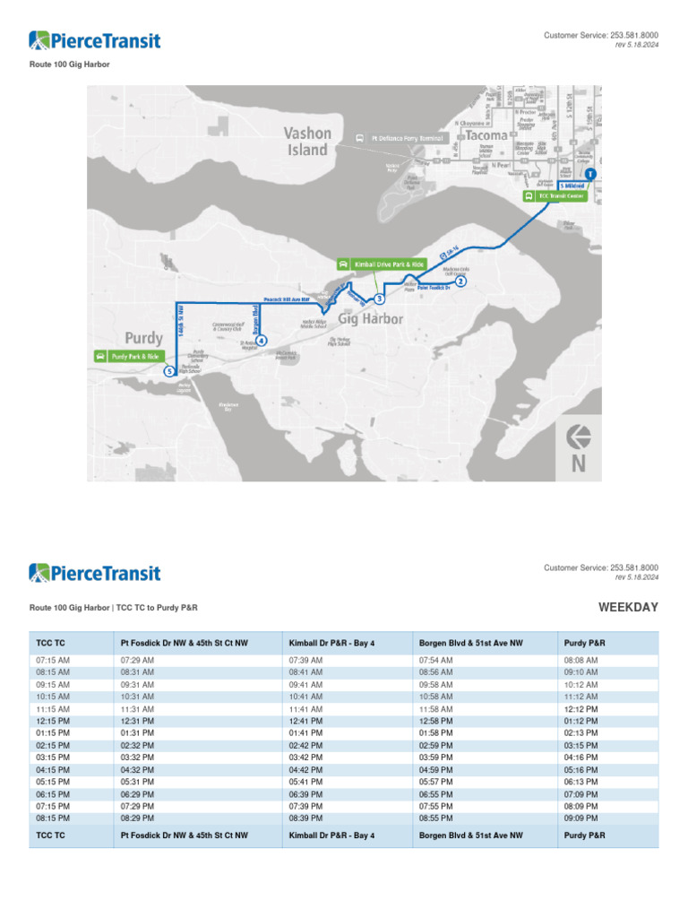 Pierce Transit Route 100 | PDF | Bus Transport