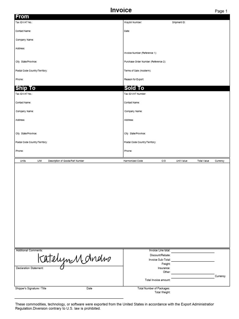 Commercial Invoice | PDF | Invoice | Customs