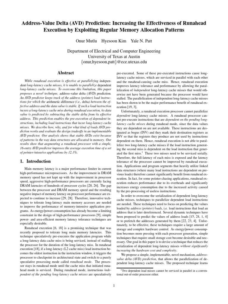 Mutlu_Address_Value_Delta_Prediction | PDF | Cpu Cache | Central Processing Unit