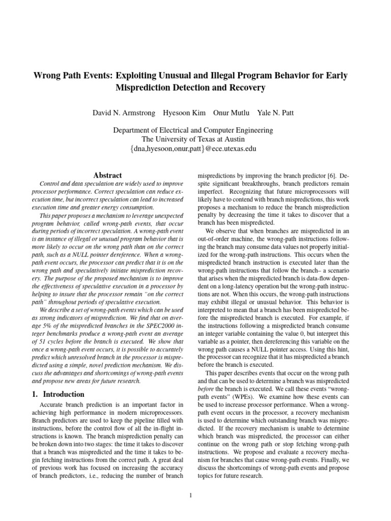 Mutlu_Early_Misprediction_Detection_and_Recovery | PDF | Pointer (Computer Programming ...