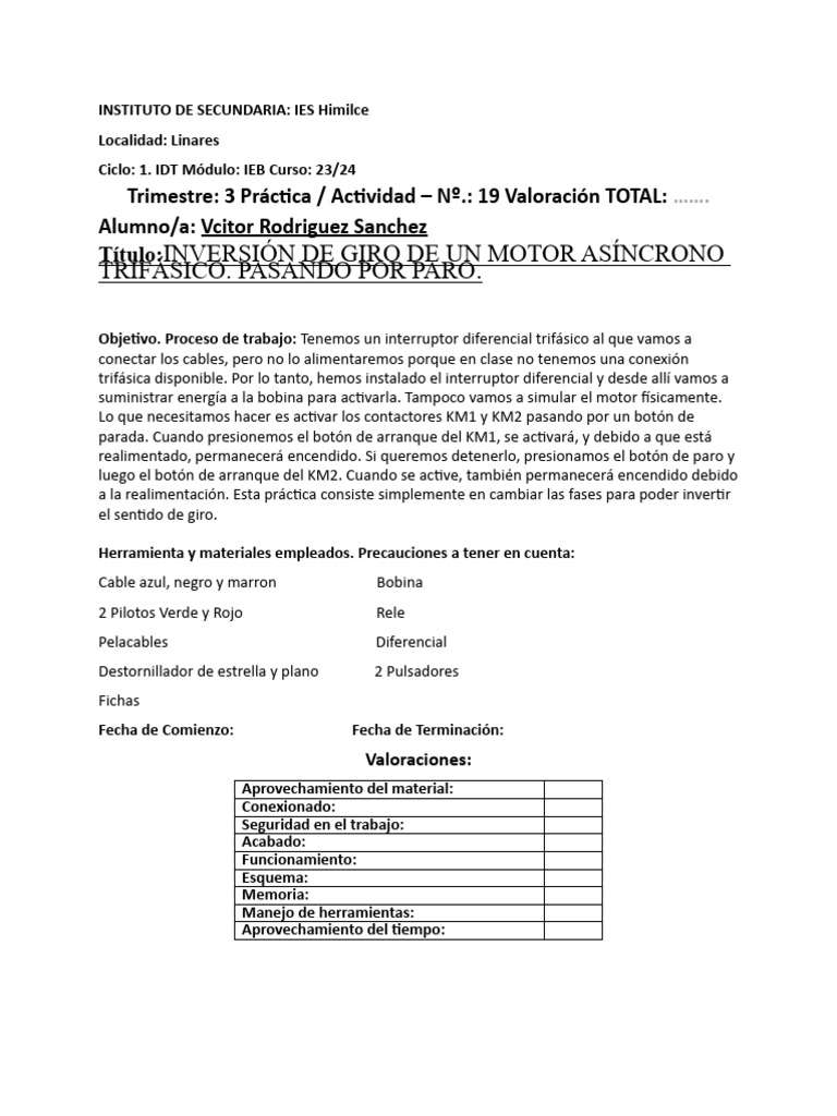 Practica - 19 - Memoria - Victor Rodriguez SanchezIEB | PDF